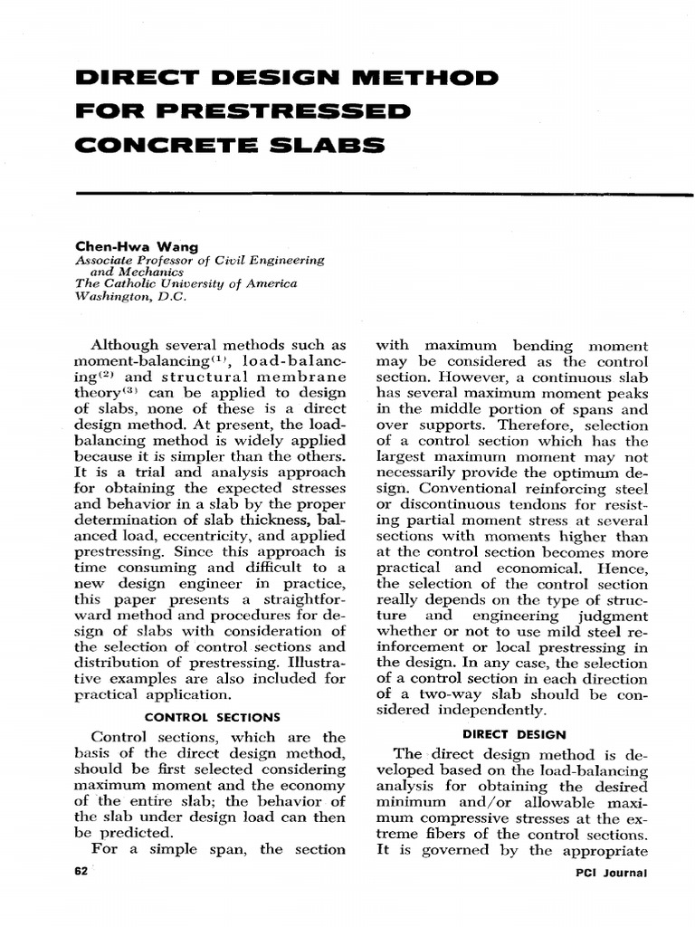 Direct Design Method For Prestressed Concrete Slabs | PDF | Prestressed ...