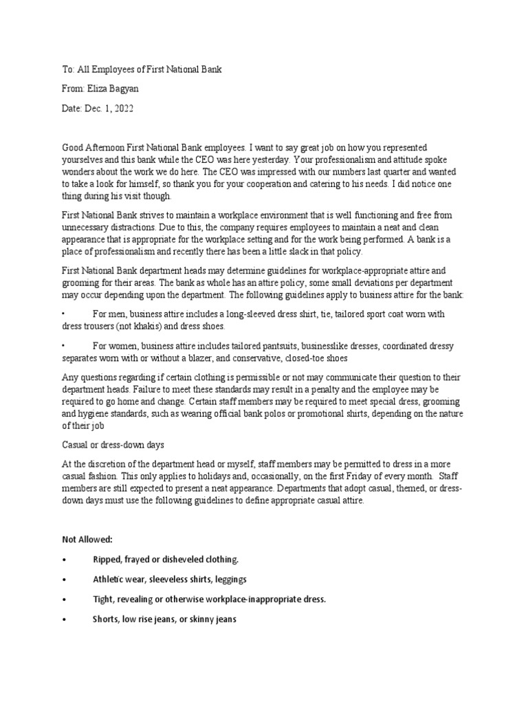 Memorandum | PDF | Clothing | Dress