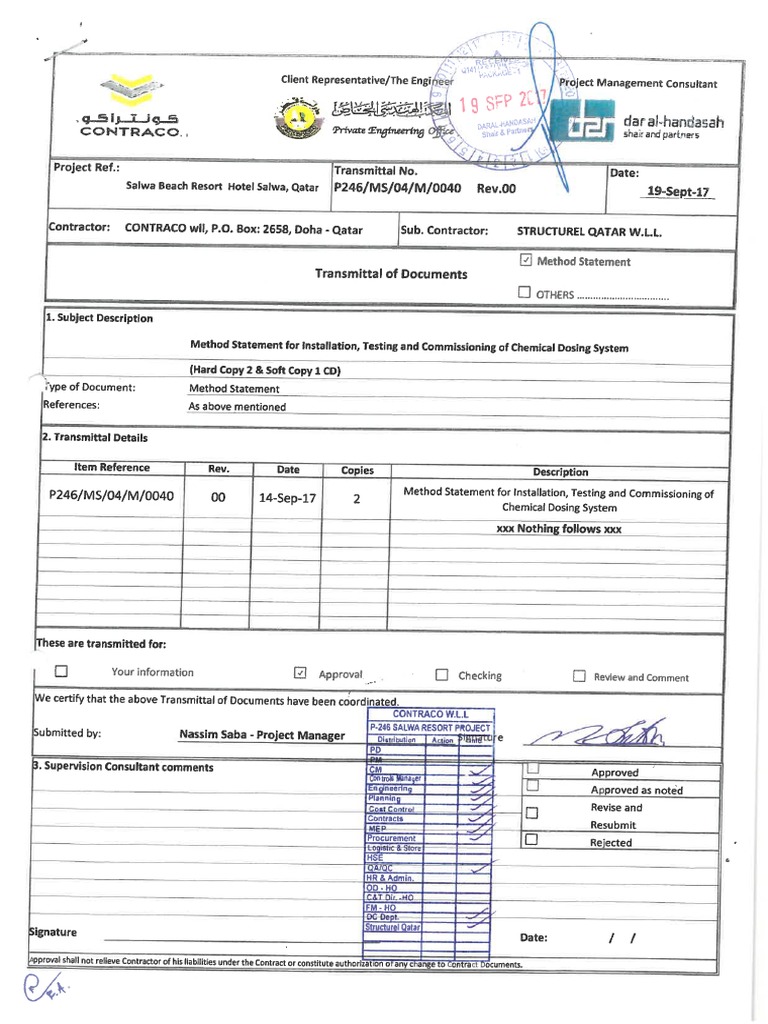 P246 Ms 04 M 0040 Rev 00 Method Statement For Installation Testing