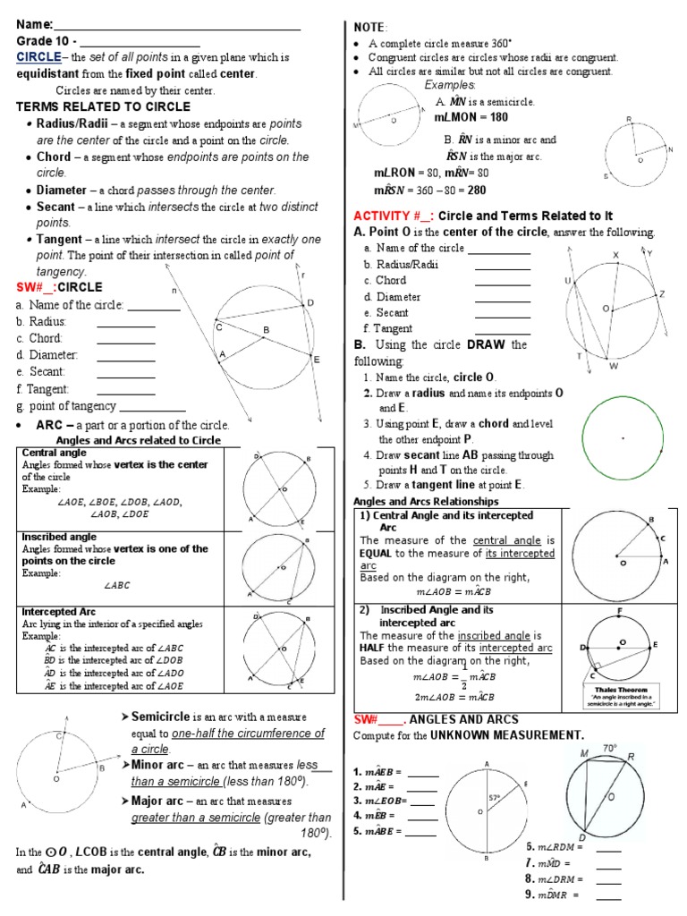 Circles Introduction | PDF | Circle | Angle