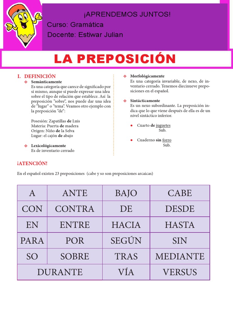 Las Preposiciones | PDF