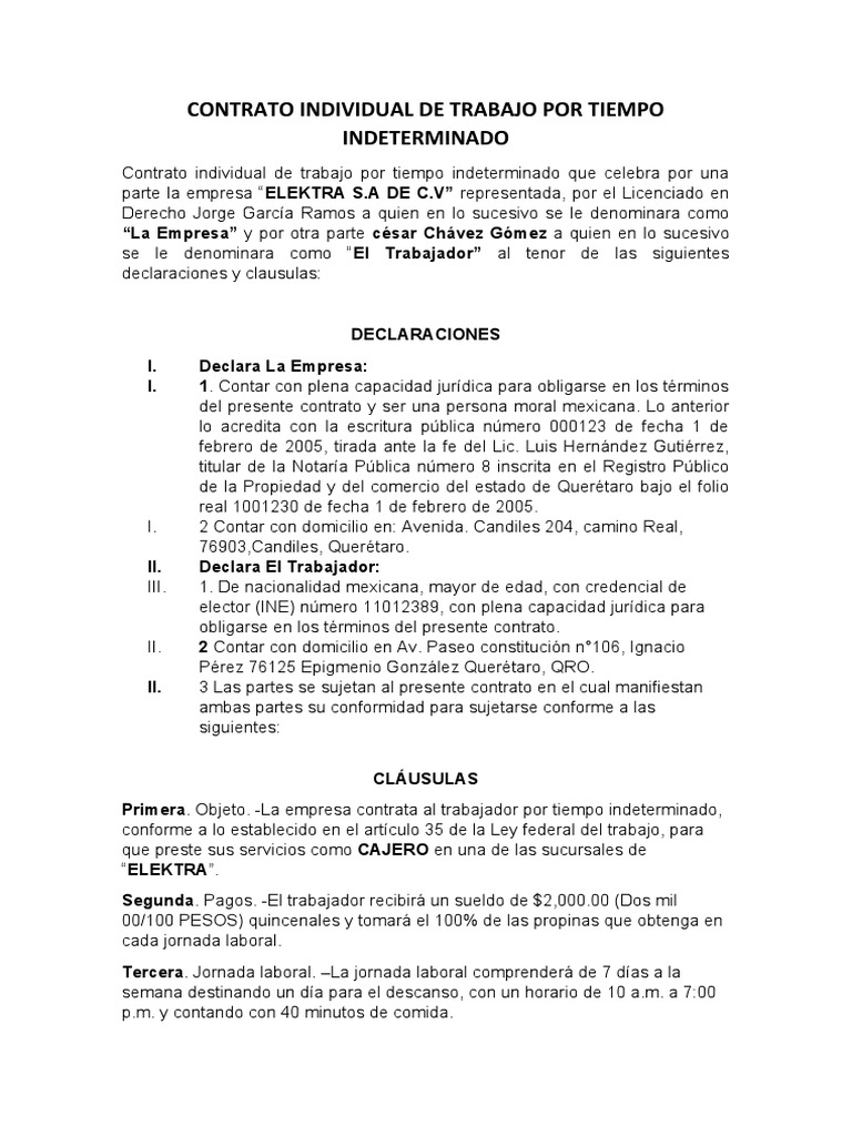 Contrato Colectivo Individual de Trabajo | PDF | Tiempo de trabajo | Justicia