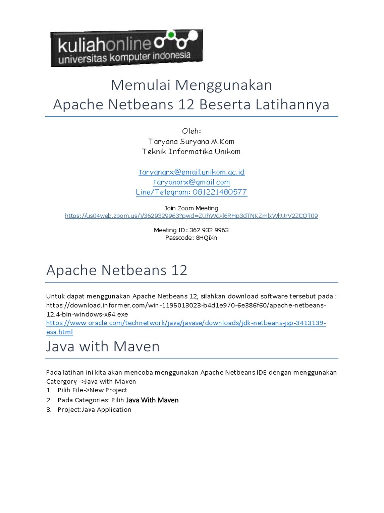 Memulai Menggunakan Apache Netbeans 12 | PDF
