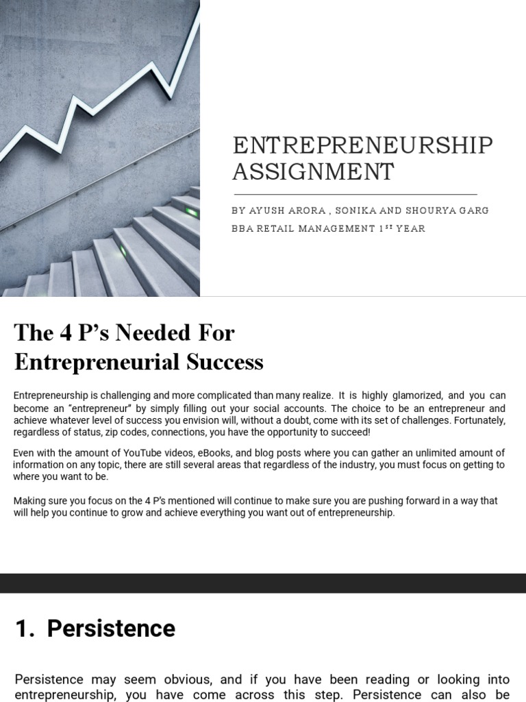 Entrepreneurship Assignment | PDF | Entrepreneurship Entrepreneurship Assignment | PDF | Entrepreneurship