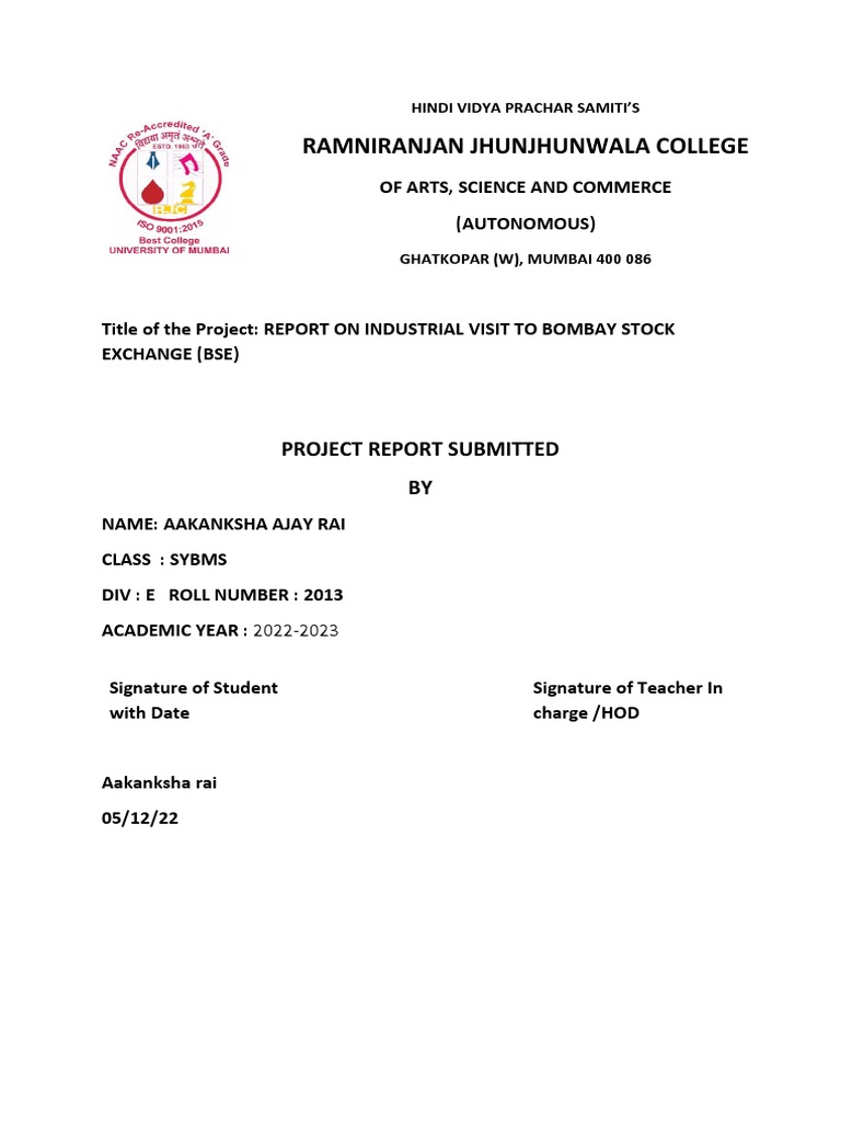 FIELD PROJECT REPORT SUBMITTEDfinal | PDF