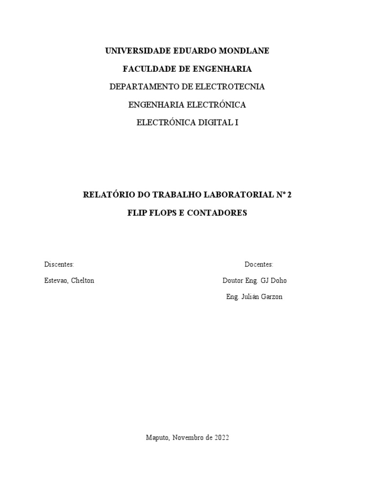 Universidade Eduardo Mondlane Faculdade de Engenharia | PDF