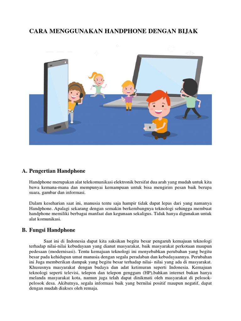 Literasi - Cara Menggunakan Handphone Dengan Bijak | PDF