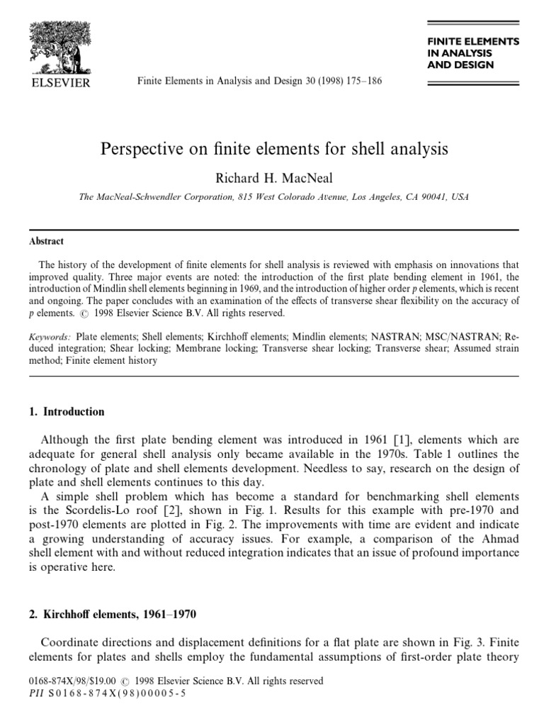 Finite Elements for Shell Analysis | PDF | Finite Element Method | Bending