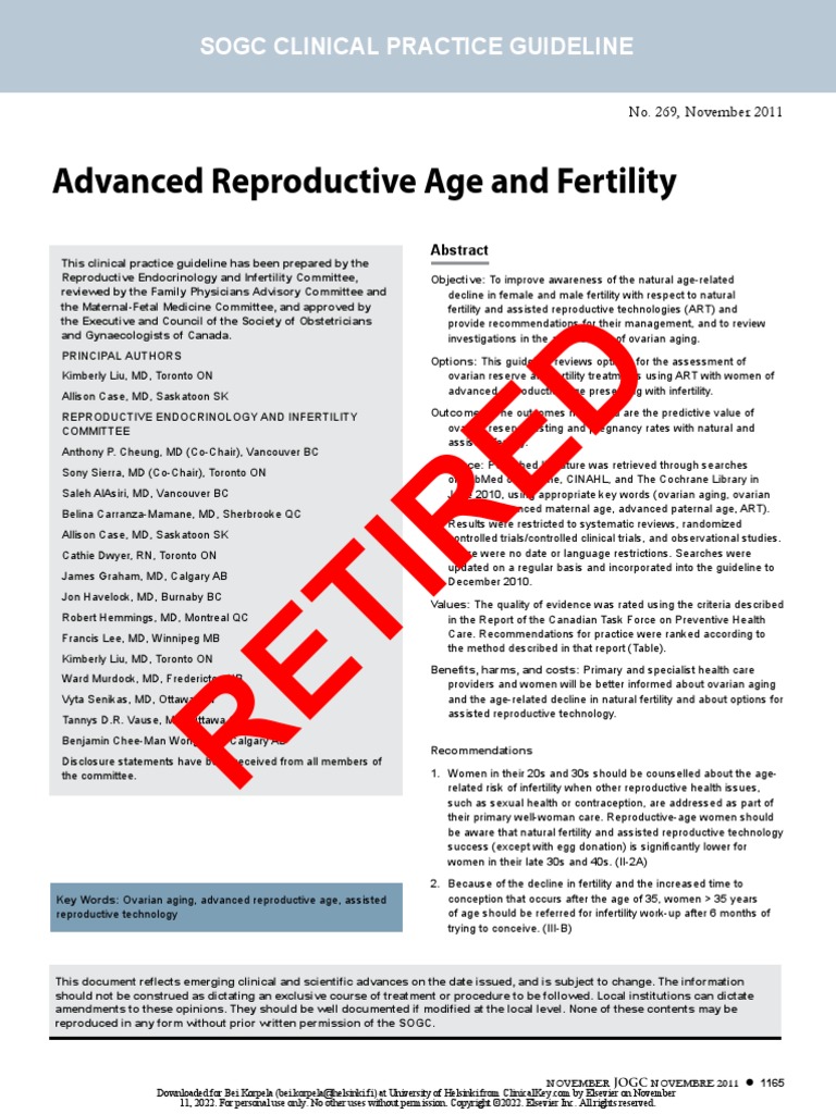 Advanced Reproductive Age and Fertility | PDF