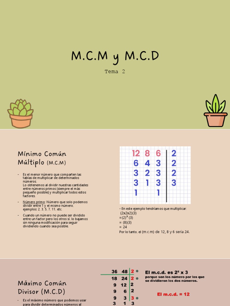 Tema 2 - Matemáticas IV - Mínimo Común Múltiplo y Máximo Común Divisor ...