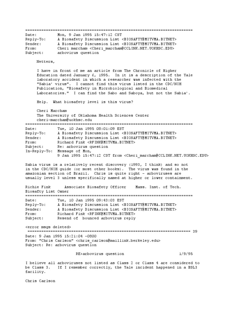 Biosaftylog9501 9512 | PDF | Gene Therapy | Centers For Disease Control And Prevention