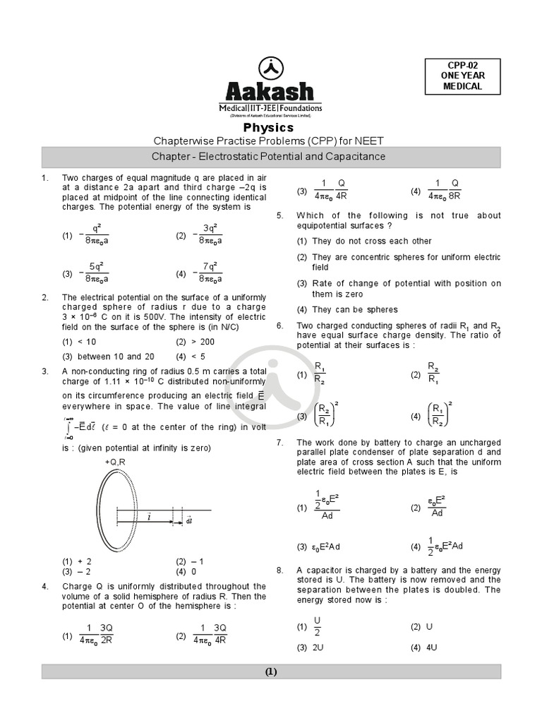 Aakash CPP - 2 | PDF | Capacitor | Capacitance