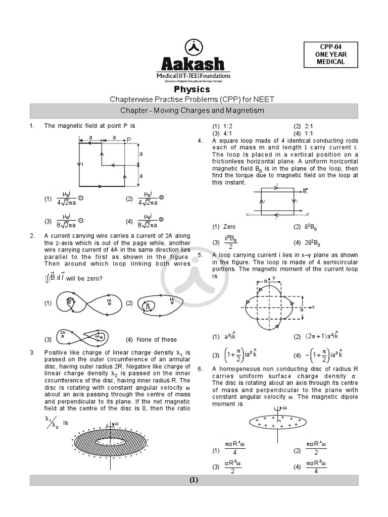 NEET Physics: Magnetism Problems | PDF | Rotation Around A Fixed Axis ...