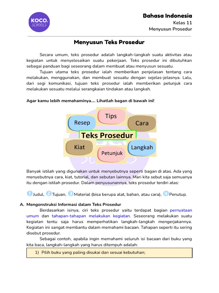 Revision Note - Bahasa Indonesia Kelas 11 - Menyusun Prosedur | PDF