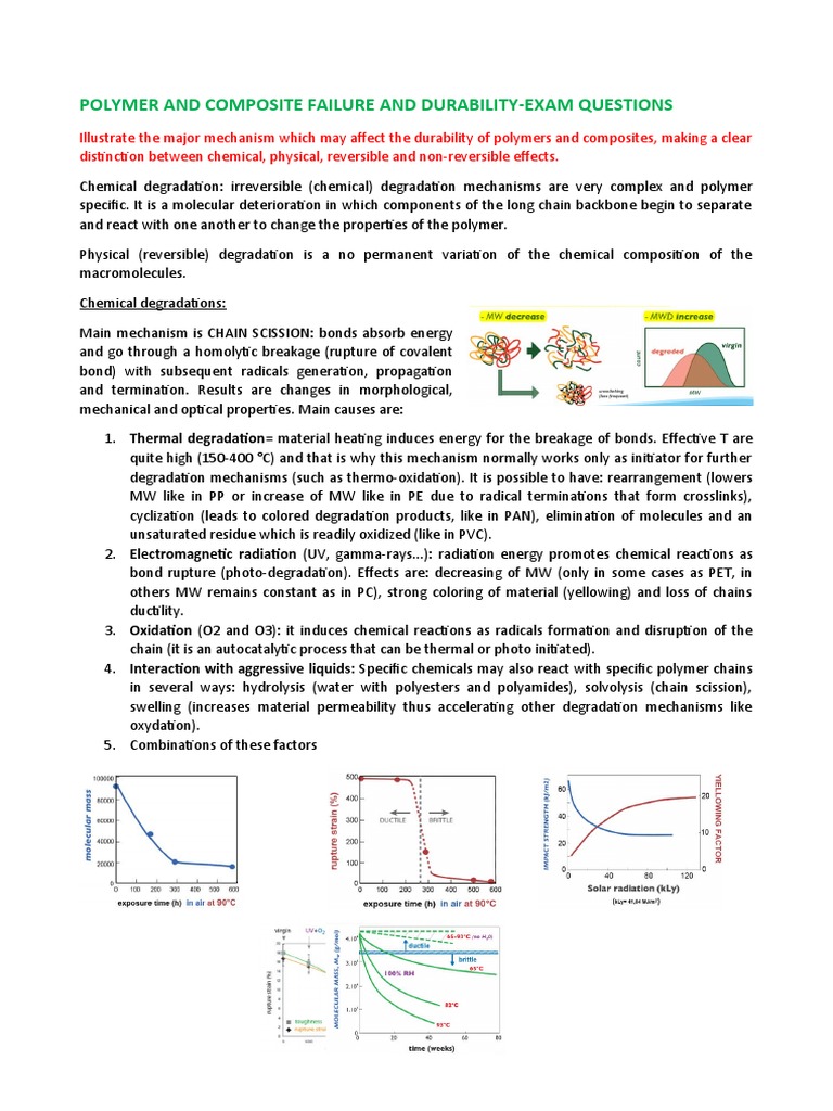 Polymer and Composite Failure and Durability-Exam Questions | PDF ...