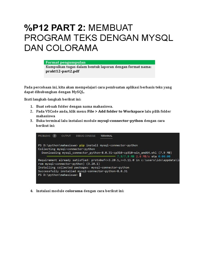 P12 Part 2 - Program Teks Dengan Mysql Dan Colorama | PDF