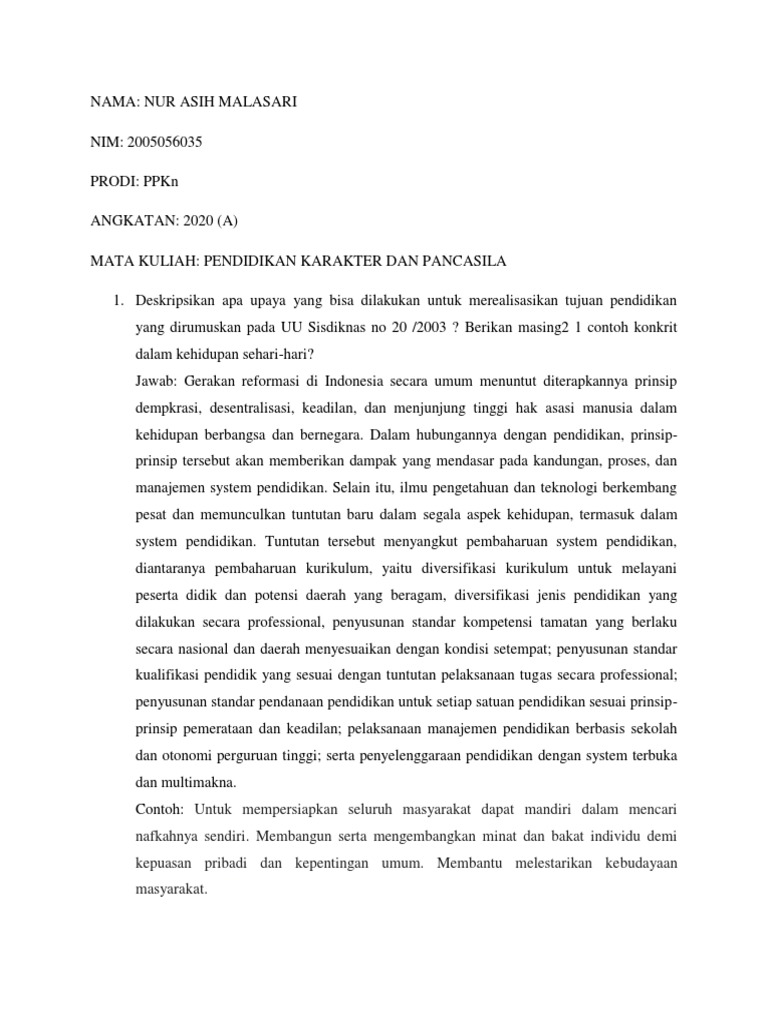 Uas Pend - Karakter | PDF