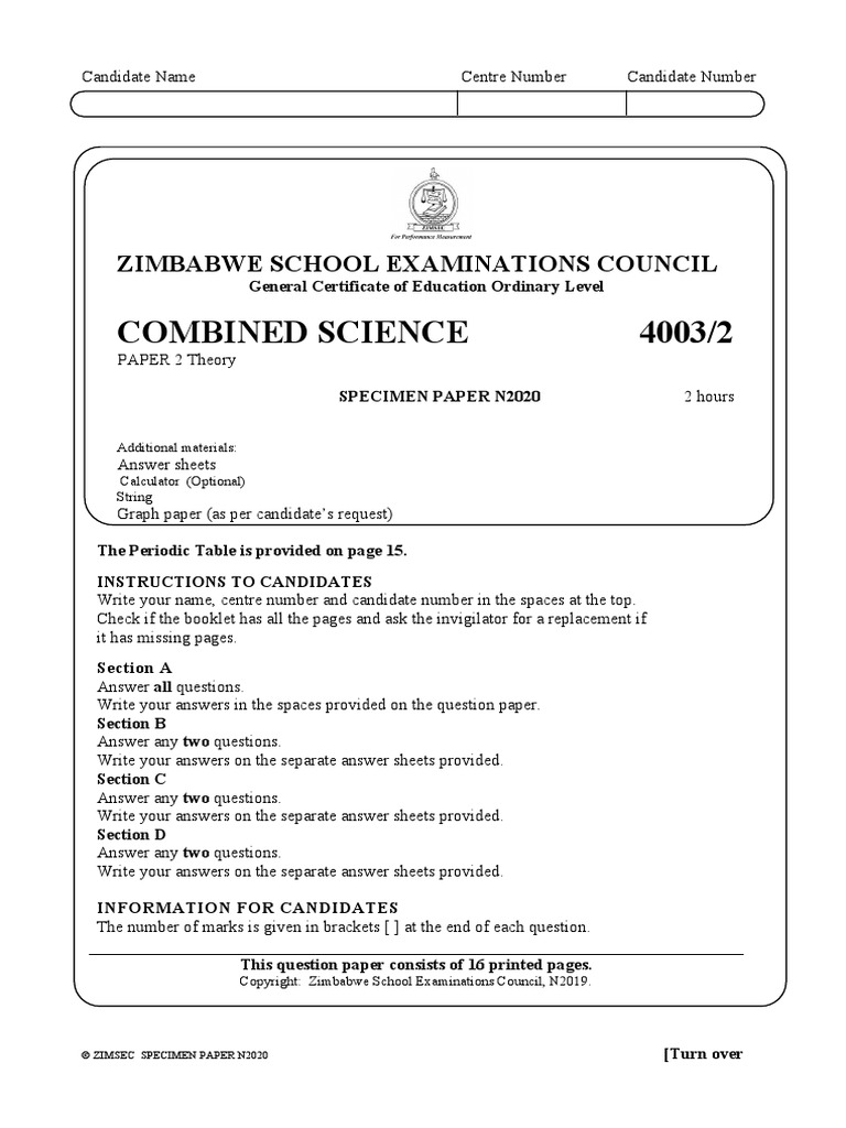 4003q02 Specimen Paper n2020 | PDF