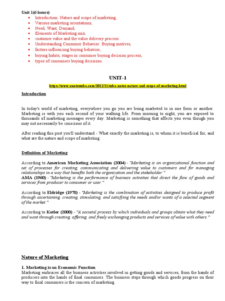 Unit 1 MKT | PDF | Marketing | Consumer Behaviour
