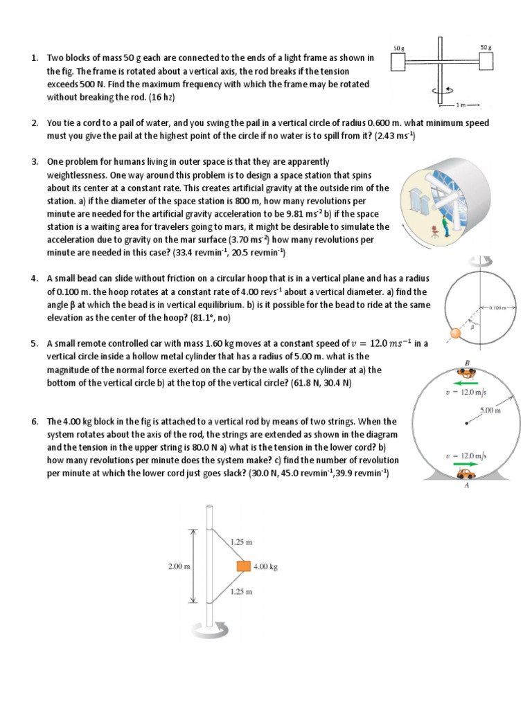 Circular Motion Assignment | PDF | Tension (Physics) | Rotation Around ...