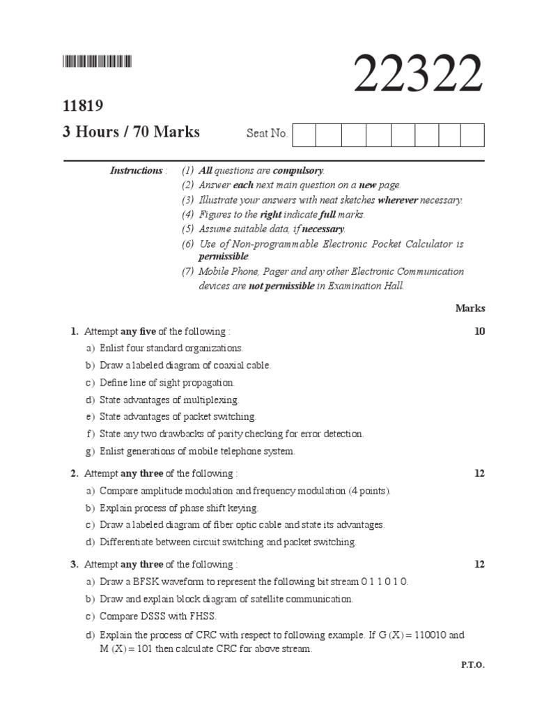 2018 Winter Question Paper (Msbte Study Resources) | PDF | Multiplexing | Telecommunications