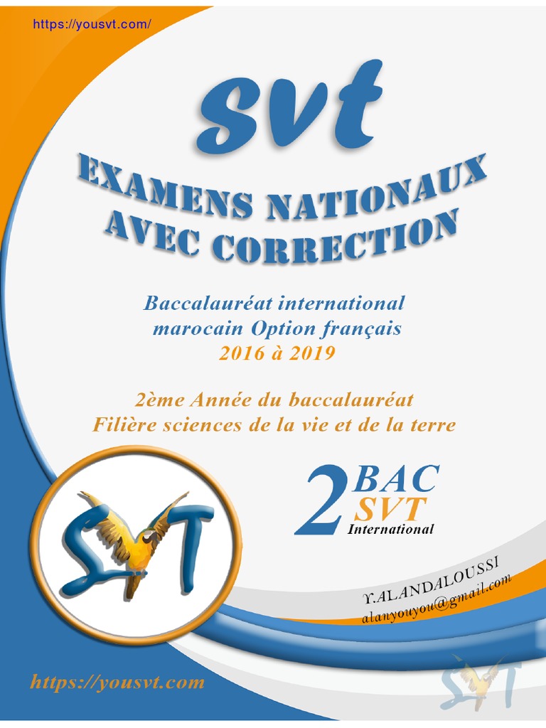 Examens Nationaux SVT 2016-2019 | PDF