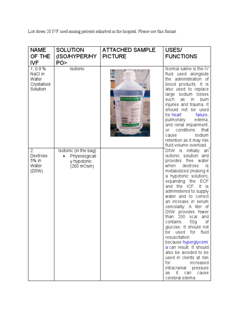 20 IVF Used Among Patients | Download Free PDF | Saline (Medicine ...