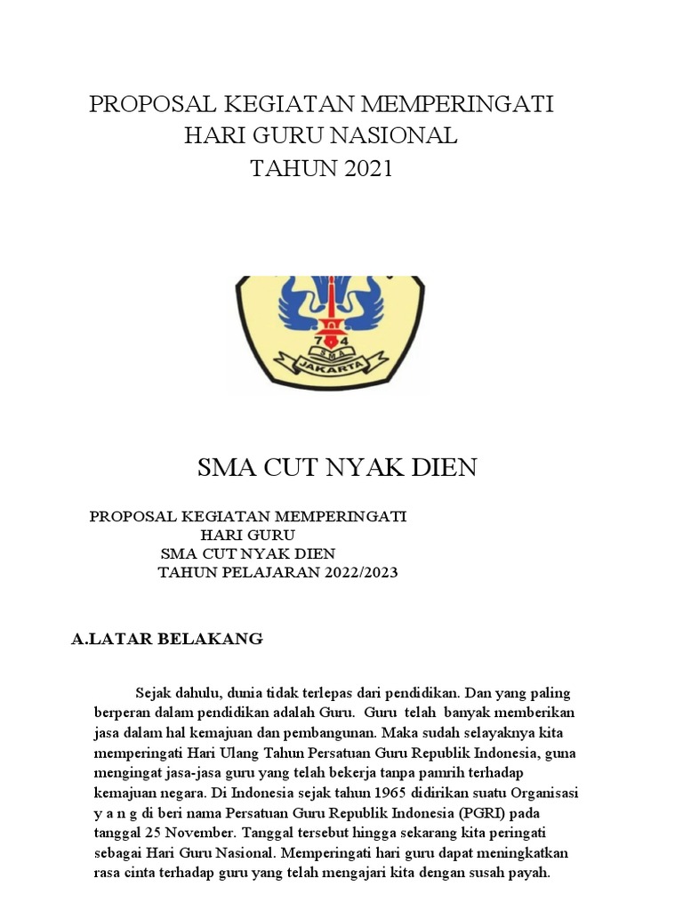 Contoh Proposal Hari Guru 3 | PDF
