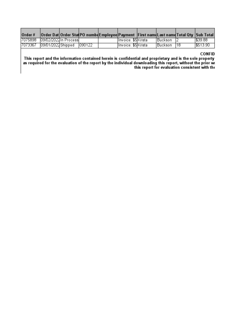 Order History Report | PDF