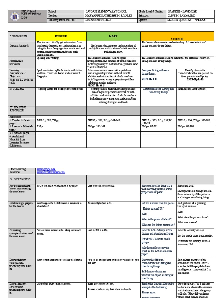 DLL Grade3 2ndquarter WEEK5 | PDF