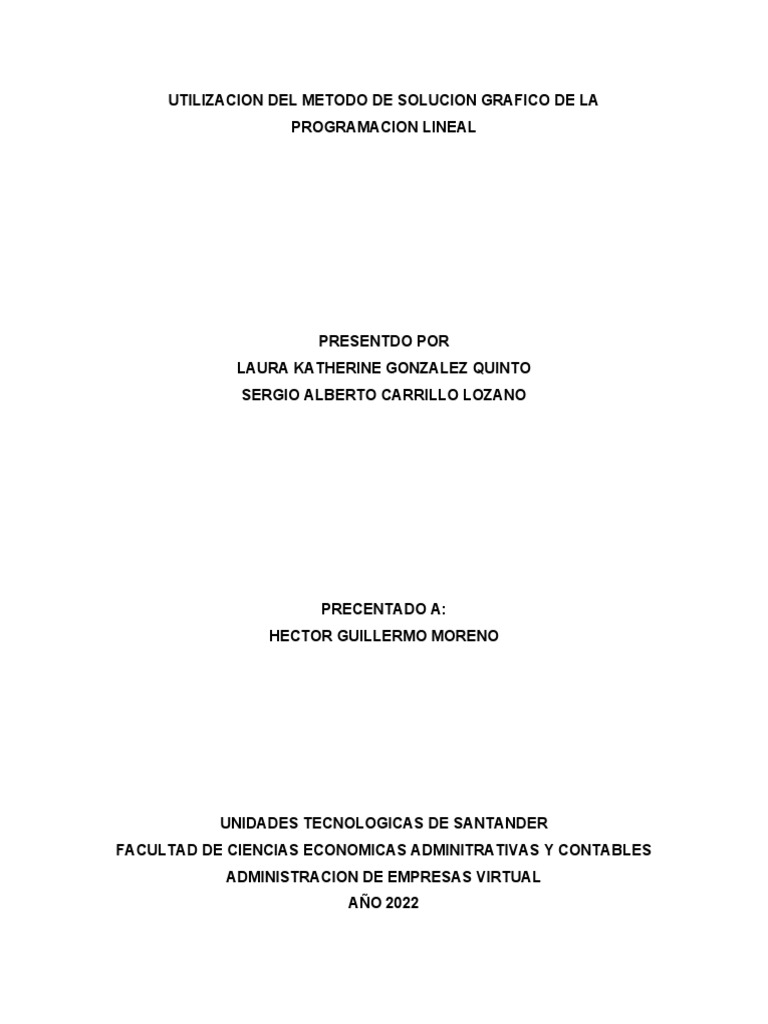 Método Gráfico en Programación Lineal | PDF | Programación lineal