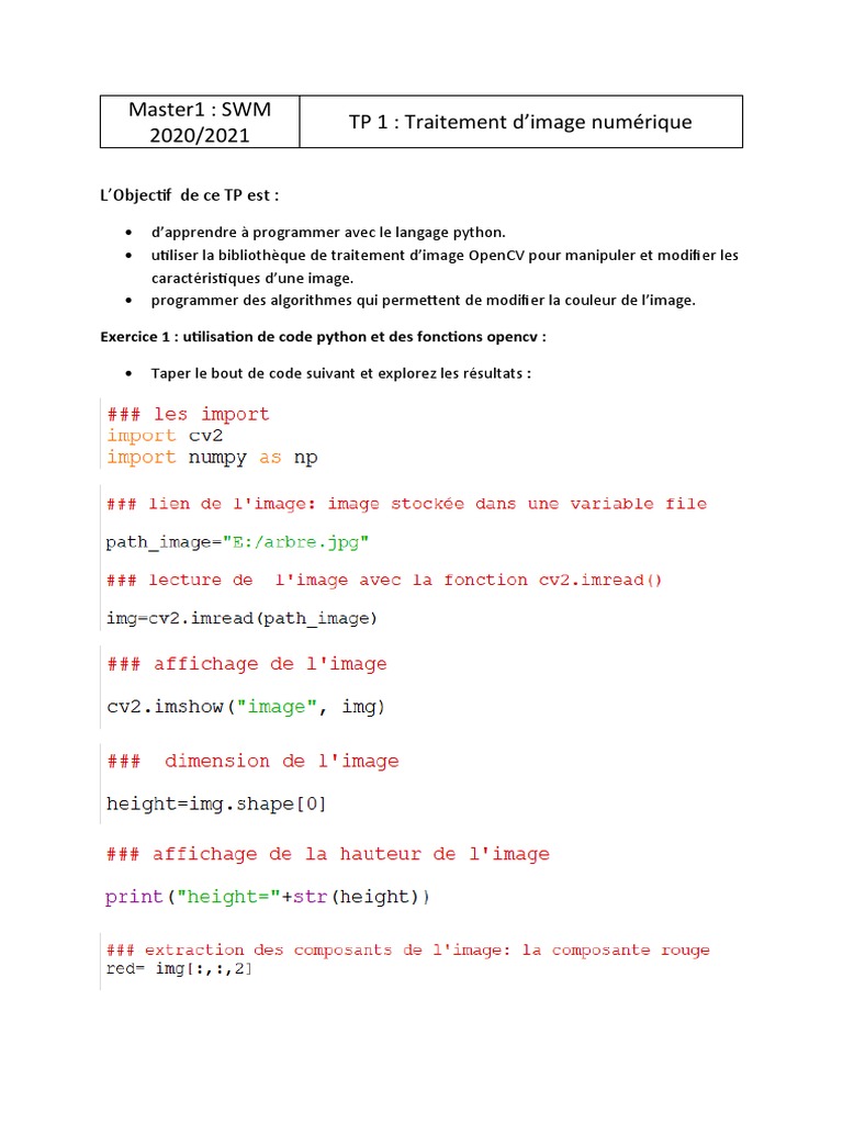 TP Traitement-Dimage | PDF | Programmation informatique | Image numérique