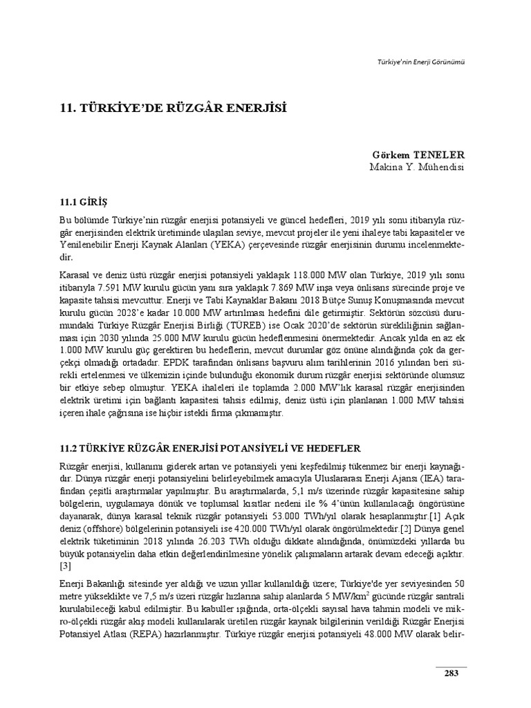Türki̇ye’de Rüzgâr Enerji̇si̇ | PDF