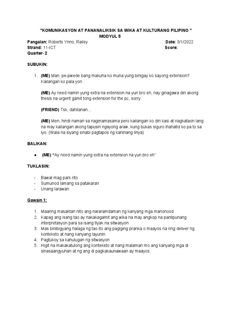 KOMPAN - MODYUL 5 QUARTER 2 BY Railey Roberts 11-ICT | PDF