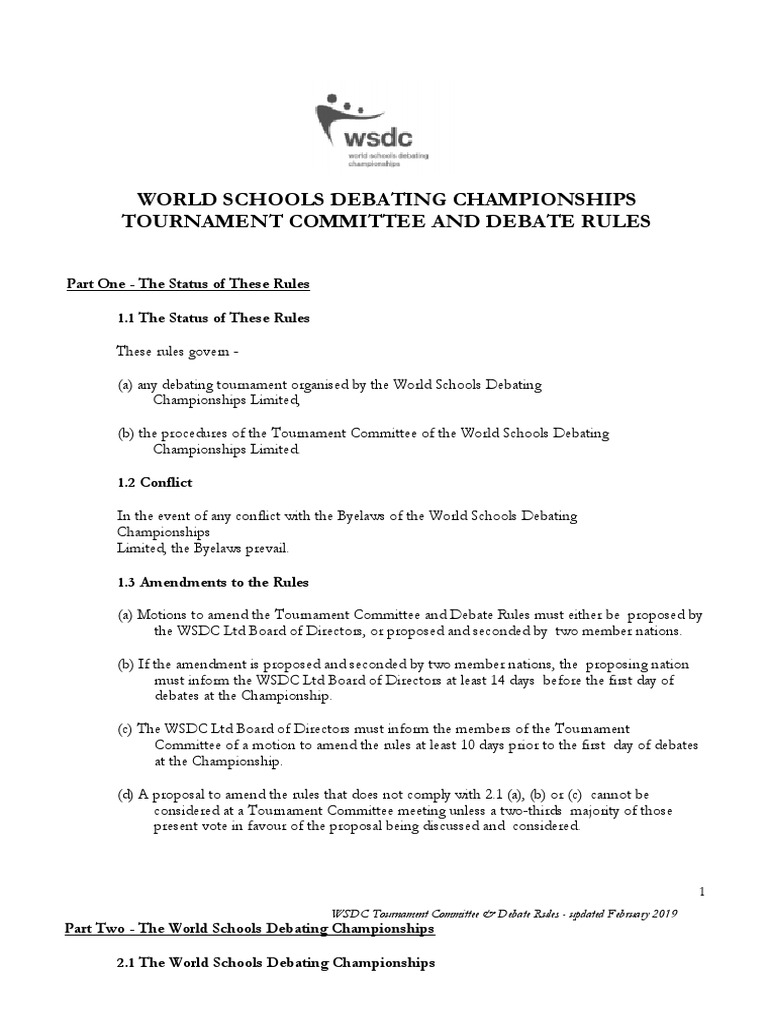 WSDC Debate Rules | PDF | English As A Second Or Foreign Language ...