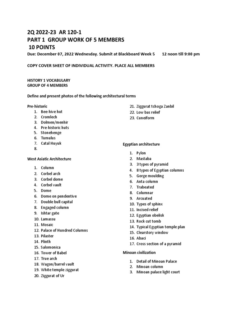 Part 2 Group Work Vocabulary | PDF | Column | Components