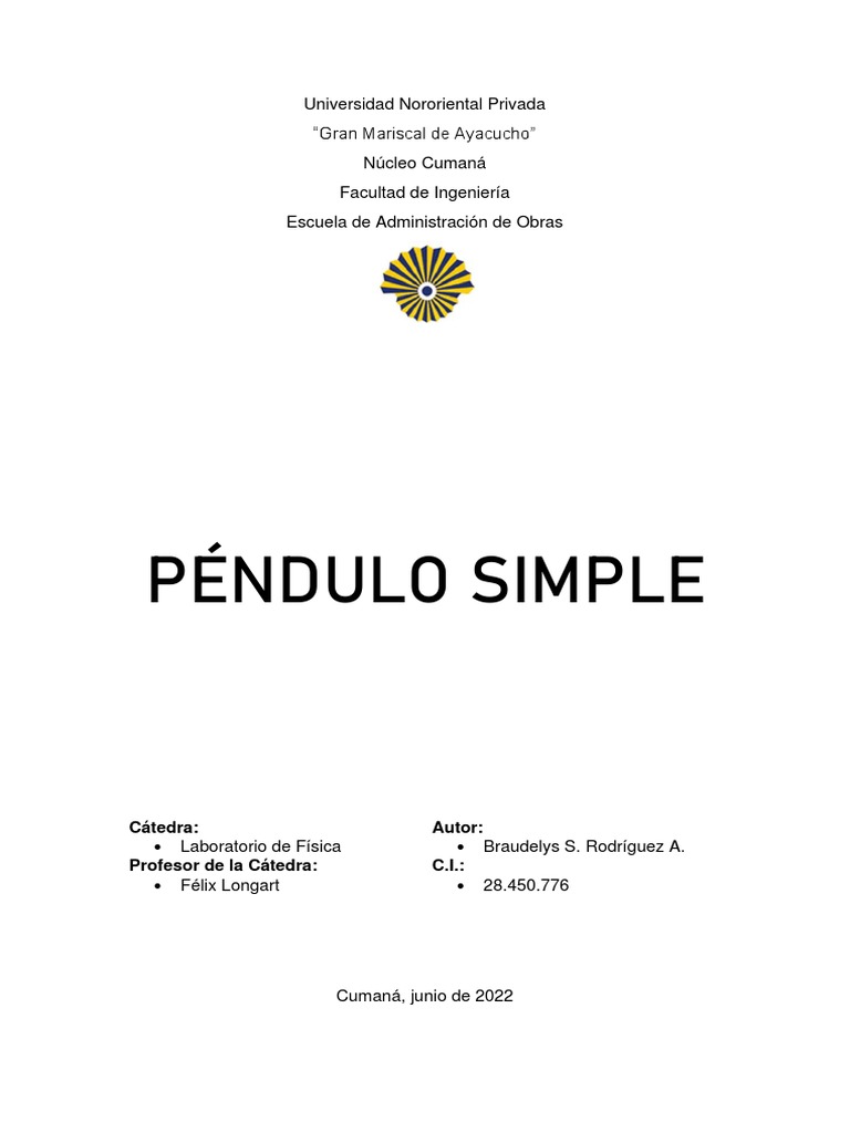 Pendulo Simple | PDF