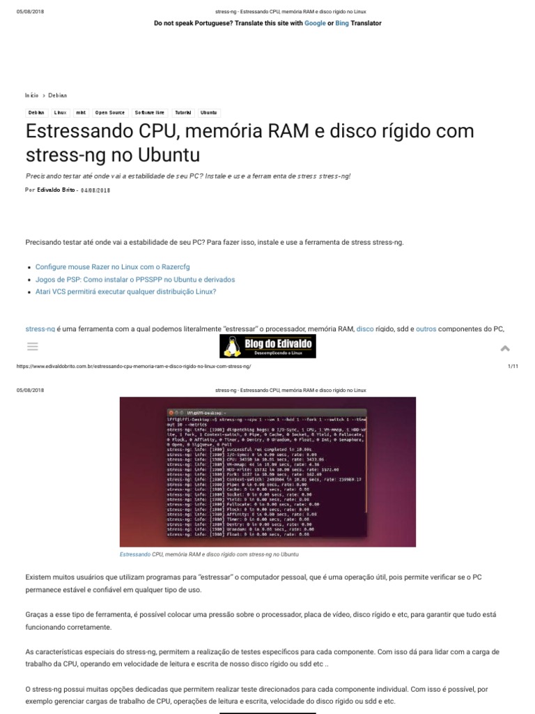 Stress-Ng - Estressando CPU, Memória RAM e Disco Rígido No Linux | PDF | PCs (computadores) | Linux