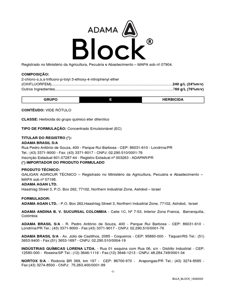 Block Bula | PDF | Embalagem e rotulagem | Agronomia