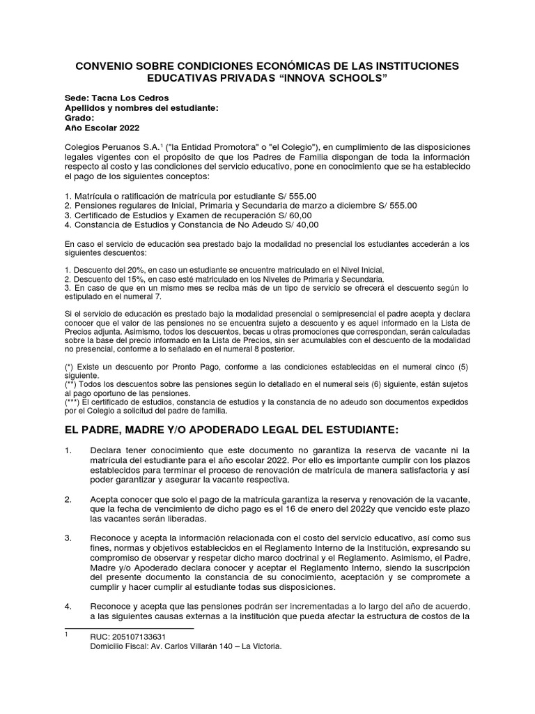 Convenio de Condiciones Económicas 2022 | PDF