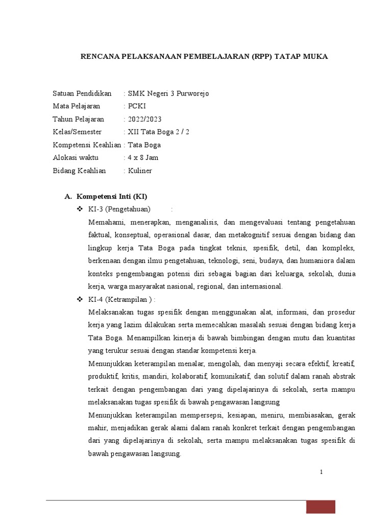 RPP Bahan Ocee | PDF