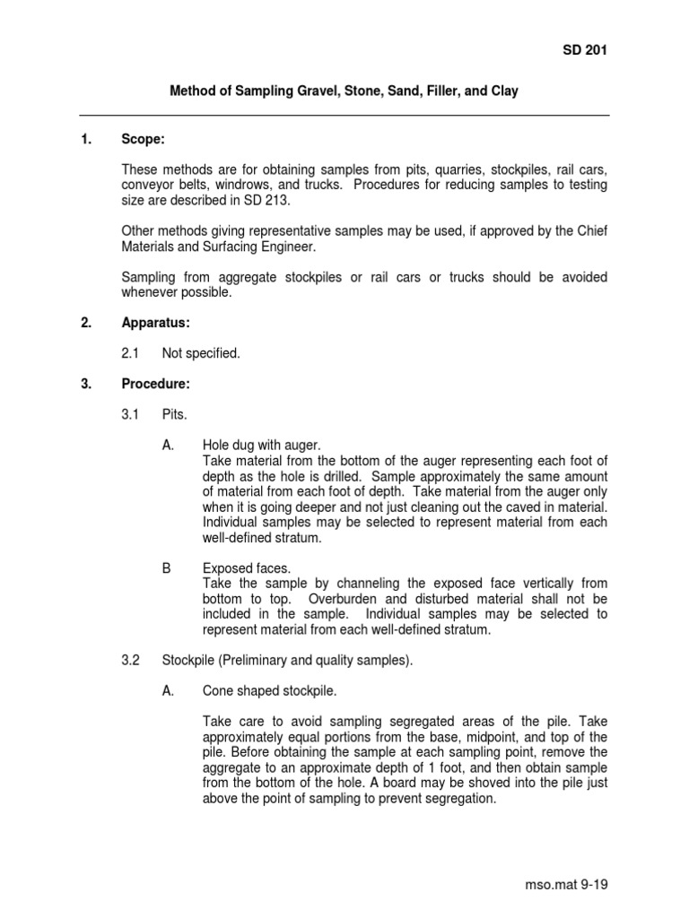Method of Sampling Gravel, Stone, Sand, Filler, and Clay | PDF | Loader ...