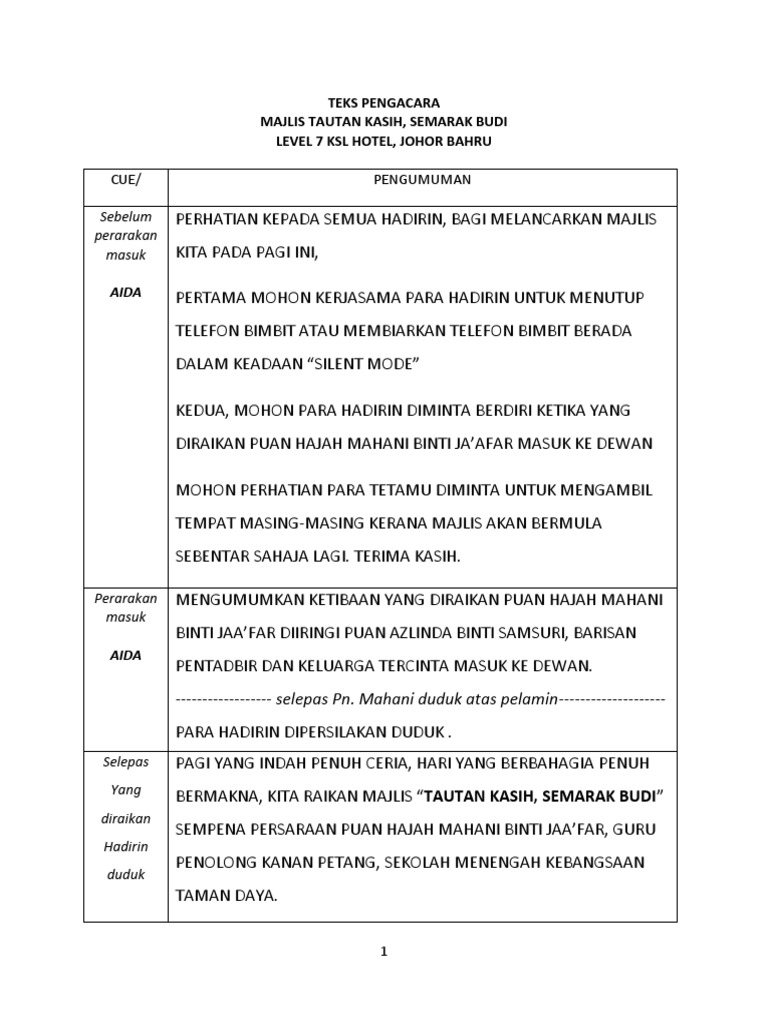 Majlis Tautan Kasih Puan Mahani | PDF