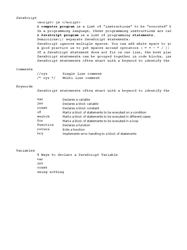 Javascript Notes | PDF Javascript Notes | PDF