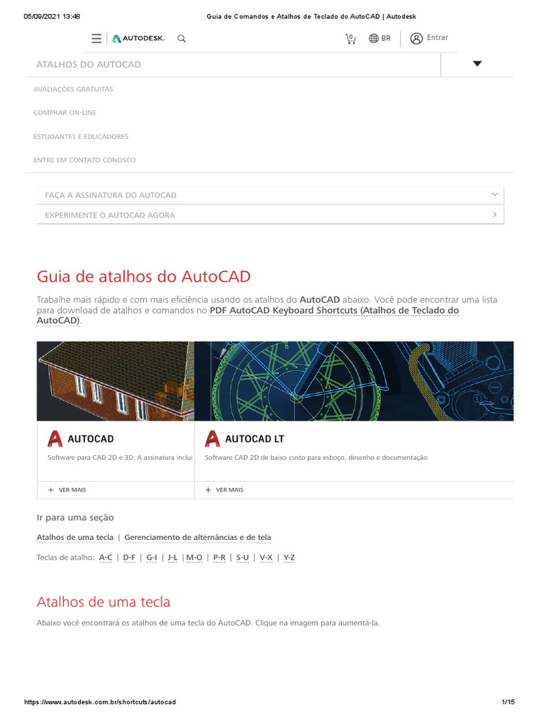 Guia de Comandos e Atalhos de Teclado Do AutoCAD - Autodesk | PDF ...