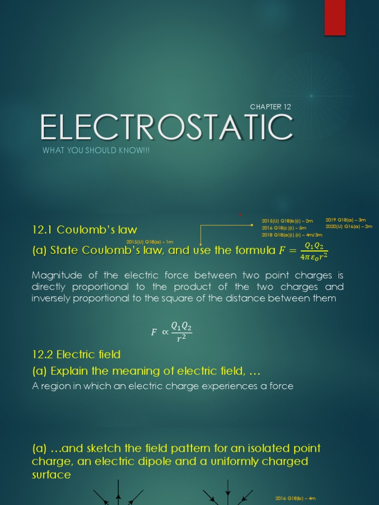 12 Electrostatic | Download Free PDF | Electric Field | Metrology