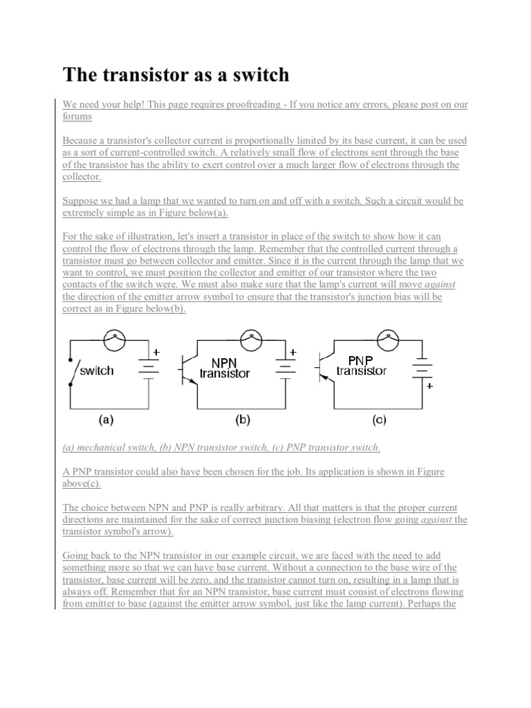 Transistor As A Switch Pdf