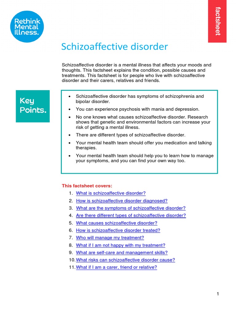 Schizoaffective Disorder Factsheet | PDF | Mental Disorder | Mood Disorders