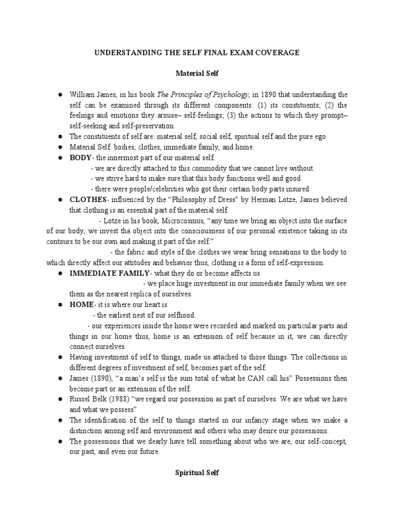 Understanding The Self Final Exam Coverage | PDF | Stress (Biology) | Metacognition