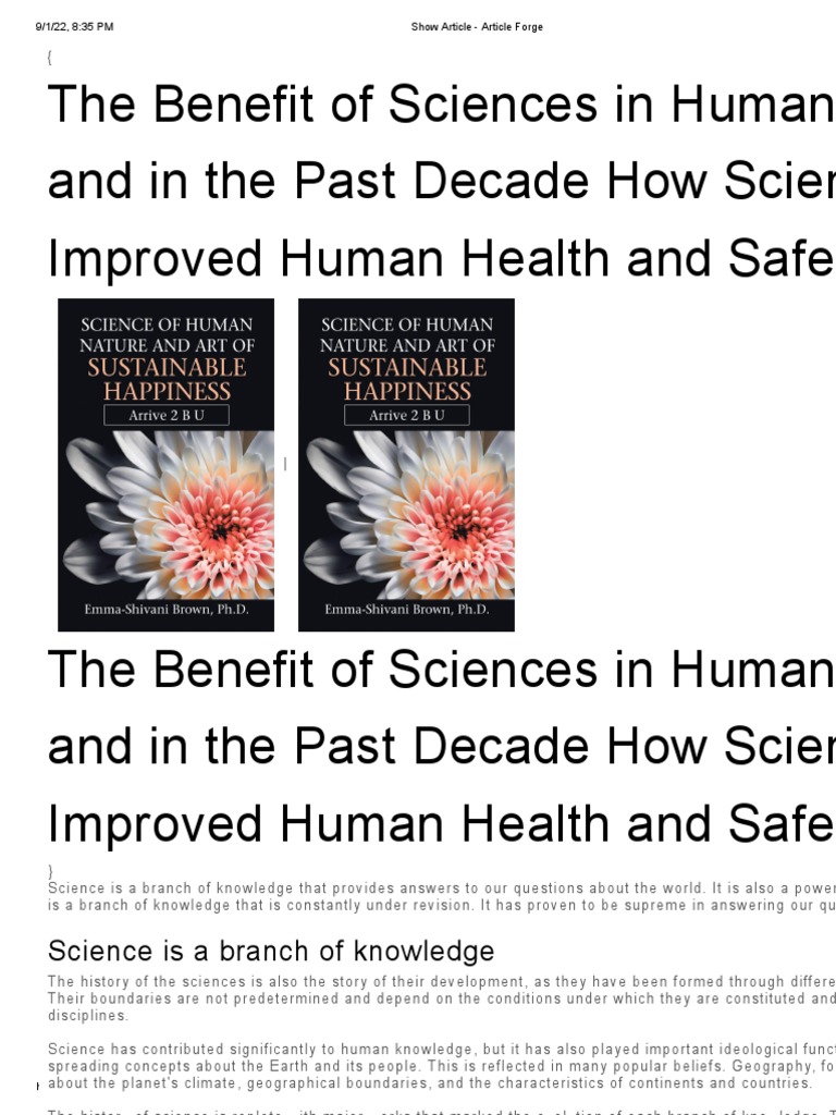 The Benefit Science in Human Nature | PDF | Science | Knowledge